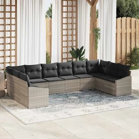 Set pohovek 10 ks Světle šedá polyratan 3346902