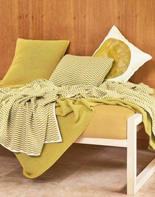 Polštář Nordic Knit z organické bavlny 30 x 60 cm žlutý