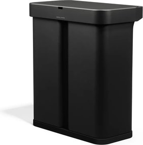 Černý ocelový odpadkový koš 34+24 l na tříděný odpad/bezdotykový Dual Sensor – simplehuman