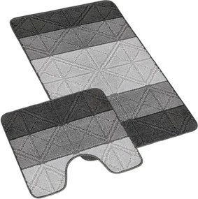 Bellatex koupelnové předložky SADA BANY 60x100 + 60x50 cm s výkrojem Trojúhelník Šedá
