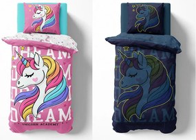 Detexpol Ložní prádlo svítící ve tmě 140x200 Unicorn pink 4235 A bavlna Fluo 76