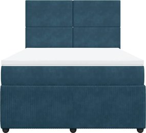 Box spring postel s matrací modrá 140 x 200 cm samet 3294656