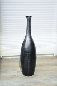 Váza DELGADA, sklolaminát, výška 77 cm, černo-stříbrná