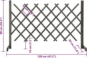 Zahradní trelážový plot šedý 120 x 90 cm masivní jedle 314825