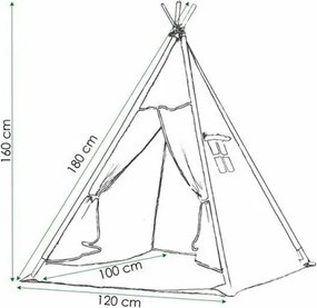 Teepee stan pro děti SPRINGOS Světle modrý s hvězdami