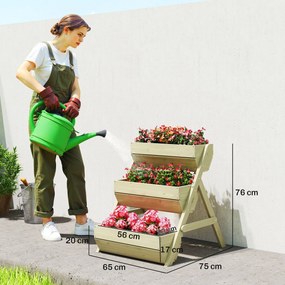 Vertikální vyvýšený záhon se 3 patry Dřevěný vertikální záhon Květinový truhlík se 3 truhlíky na květináče Odvodňovací otvory Zelená barva