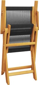 3dílný bistro set černý polypropylen a masivní dřevo 3281793