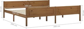 Rám postele masivní borové dřevo medově hnědý 200 x 200 cm 322116