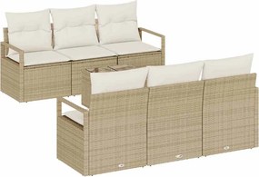Set pohovek 7 ks 6-Počet míst Béžová a krémová polyratan 3346271