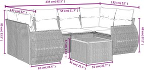 7dílná zahradní sedací souprava s poduškami černá polyratan 3257232