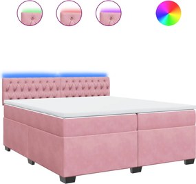 Box spring postel s matrací růžová 200x200 cm samet 3288713