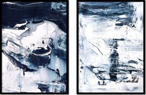 Obraz Plakáty V Rámu 53x73 cm Diptych Sada 2 obrazů Abstrakce B&w P1720