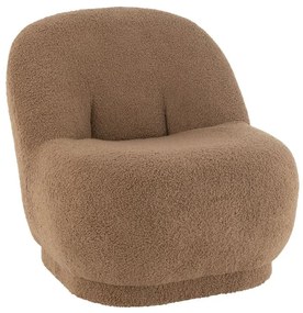 Hnědá kulatá stolička/ křesílko s opěrkou Teddy Bouclé Brown - 78*88*72 cm