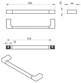 GEDY PI213513 Pirenei držák ručníků 35 x 6,6 cm, stříbrná