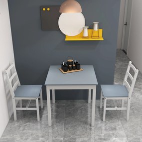 HOMCOM jídelní set 3 kuchyňských stolů pro 2 osoby, kompaktní v šedé a bílé barvě, borovicové dřevo, ideální do kuchyně a obývacího pokoje | Aosom.de