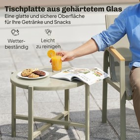 Outsunny 4dílná textilenová sada na terasu — 2místná pohovka, 2 křesla a konferenční stolek s tvrzeným sklem, zelená
