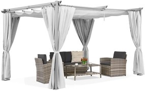 La Palma 4x4m bílá terasová pergola se závěsy Garden Point