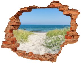 Wallmuralia Díra 3D ve zdi na stěnu Mořské duny 90x70 cm