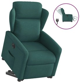 Elektrické zvedací polohovací křeslo tmavě zelené textil 3303160