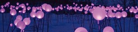 DIMEX | Fototapeta do kuchyně Fialové zahradní osvětlení KI-260-191 | 260 x 60 cm | fialová, modrá, černá