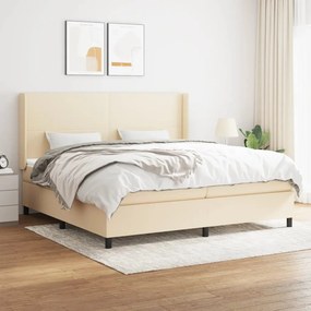 Box spring postel s matrací krémová 200x200 cm textil 3131302