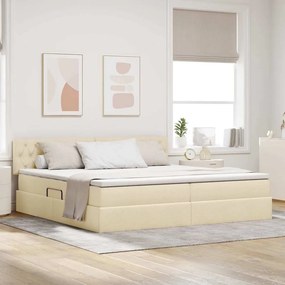 Postel s úložným prostorem a matrací Krémová 200 x 200 cm Samet 3370597