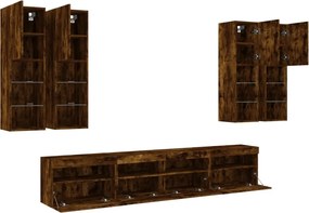 7dílná obývací stěna s LED osvětlením kouřový dub 3216775