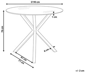 Kulatý skleněný jídelní stůl ⌀ 90 cm zlatý SAVONI Beliani