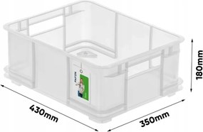 Keeeper Úložný box pro domácnost i dílnu, BRUNO L, 20,5L, 43 x 35 x 17,5 cm, transparentní