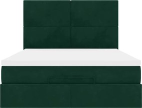 Osmanský rám postele s matracemi tmavě zelená 140x190cm samet 3313400