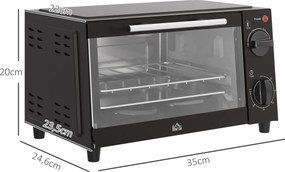HOMCOM Mini trouba 9L Mini trouba s pečicím plechem, grilovací rošt, 100 °C-230 °C, s nastavitelnou teplotou a dobou pečení, časovač na 60 min, 750 W…