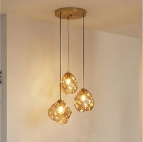 Lustr na lanku CRISTAL 3xE14/15W/230V mosaz/kouřová béžová