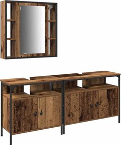 Koupelnové umyvadlové jednotky 3 ks Hnědá 80 x 30 x 60 cm 3332546