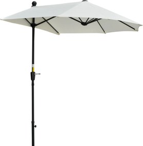 Zahradní slunečník Outsunny 200x190x240 cm s kličkou a křížovou základnou, ochrana proti UV pro terasu a balkon, krémová | Aosom