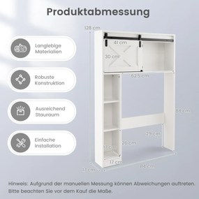 Costway Dřevěná toaletní skříňka WC police s posuvnými dveřmi – 84 × 17 × 128 cm