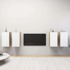 vidaXL TV skříňky 4 ks 30,5 x 30 x 60 cm kompozitní dřevo [3079160] Barva: bílá a dub sonoma