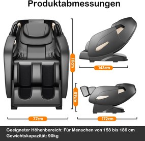 Costway Elektrické masážní křeslo nastavitelné shiatsu křeslo černé