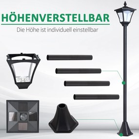 Outsunny Solární lucerna Zahradní lucerna Cestovní světlo s LED 10 lumenů Černá 15 x 120cm