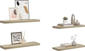 Plovoucí nástěnné police 4 ks dub 80 x 23,5 x 3,8 cm MDF 323879