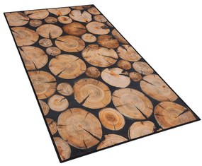 Hnědý koberec s motivem dřeva KARDERE 80 x 150 cm Beliani