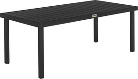 Outsunny Hliníkový Zahradní Stůl pro 8 Osob s Laťkovou Deskou pro Terasu a Balkon 190x90x74 cm Černý