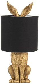 Zlatá stolní lampa králík s černým stínidlem Konijn – 20x45 cm