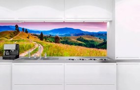 Samolepící fototapeta do kuchyně - Rozkvetlé kopce, 180x60cm, 082