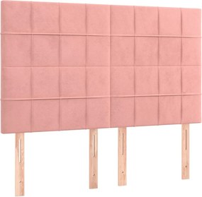 Box spring postel s matrací a LED růžová 140x200 cm samet 3136130
