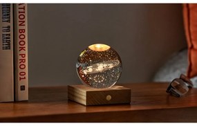 Tmavě hnědá stmívatelná stolní lampa se skleněným stínidlem (výška 12 cm) Amber – Gingko