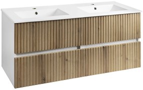 Aqualine Paneda Strip koupelnová skříňka 119 x 55 x 45,2 cm pod dvojumyvadlo dub emporio hnědá PN312