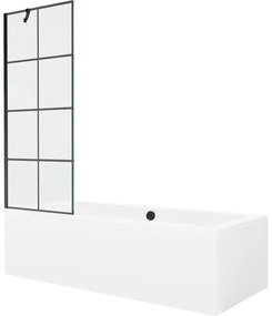 Mexen Cube obdélníková vana 170 x 80 cm s pláštěm 1-křídlovou zástěnou 70 cm, Černý vzor - 550517080X9507007077