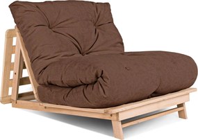 Marior Home Rozkládací futonové křeslo / pohovka Layti - 90 cm / Hnědá / Přírodní buk olejovaný