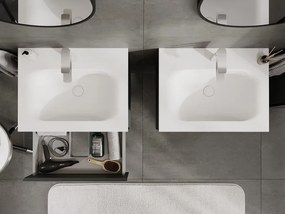 Mexen Orio, koupelnová skříňka 60 cm s umyvadlem Vela, 2 zásuvky, grafitová matná/bílá matná, 91A10-06047-2-BFF66-W23M01