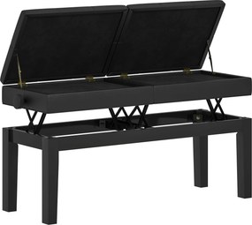 HOMCOM Nastavitelný hudební stolička s úložným prostorem, nosnost 220 kg, umělá kůže, černá, 105 x 37 x 48-58 cm